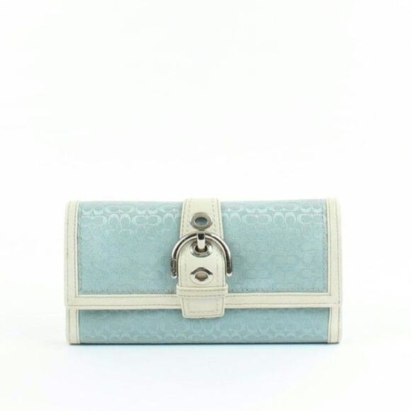 Coach | Bags | Coach Light Blue Signature Trifold Wallet | Poshmark